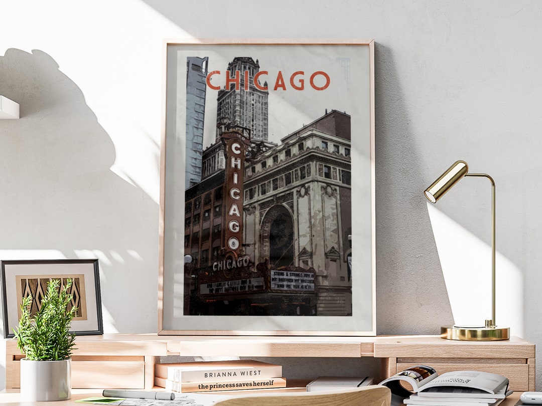 Retro Chicago Wall Art Print, Vintage Wall Art, Printable Wall Art ...