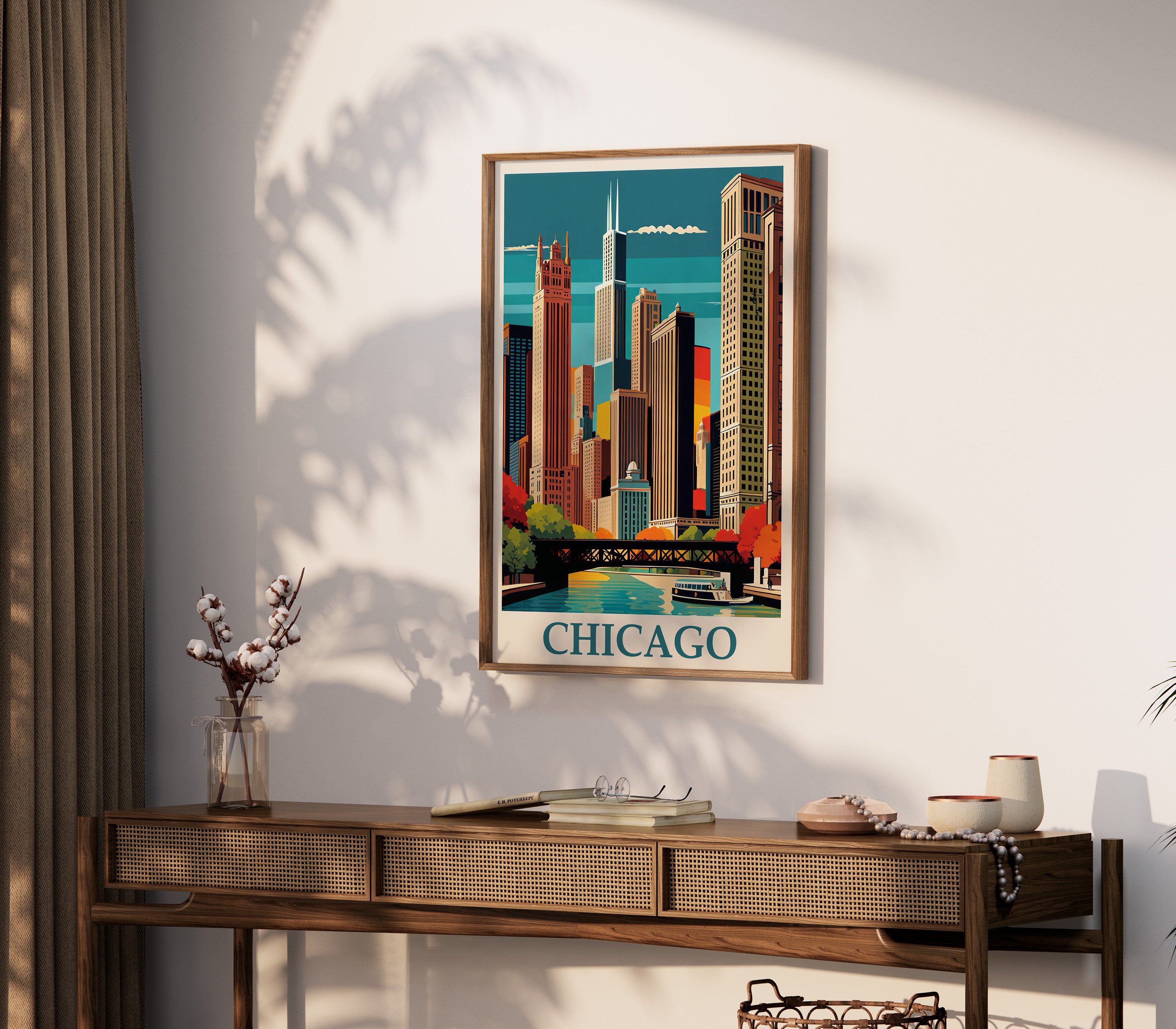 Retro Chicago Wall Art Print, Vintage Wall Art, Printable Wall Art ...