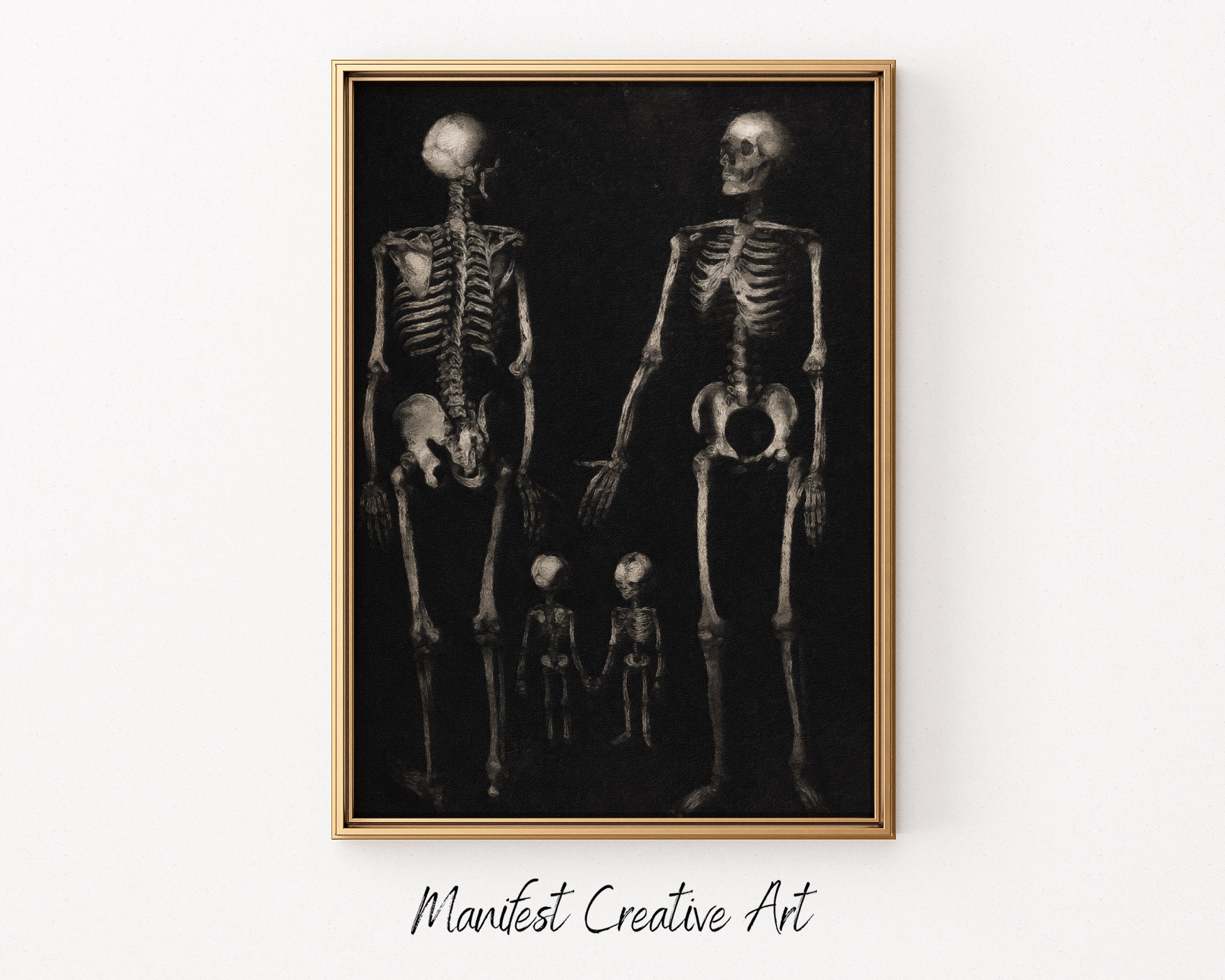 Skeletons Vintage Oil Painting, PRINTABLE Wall Art Poster Print ...