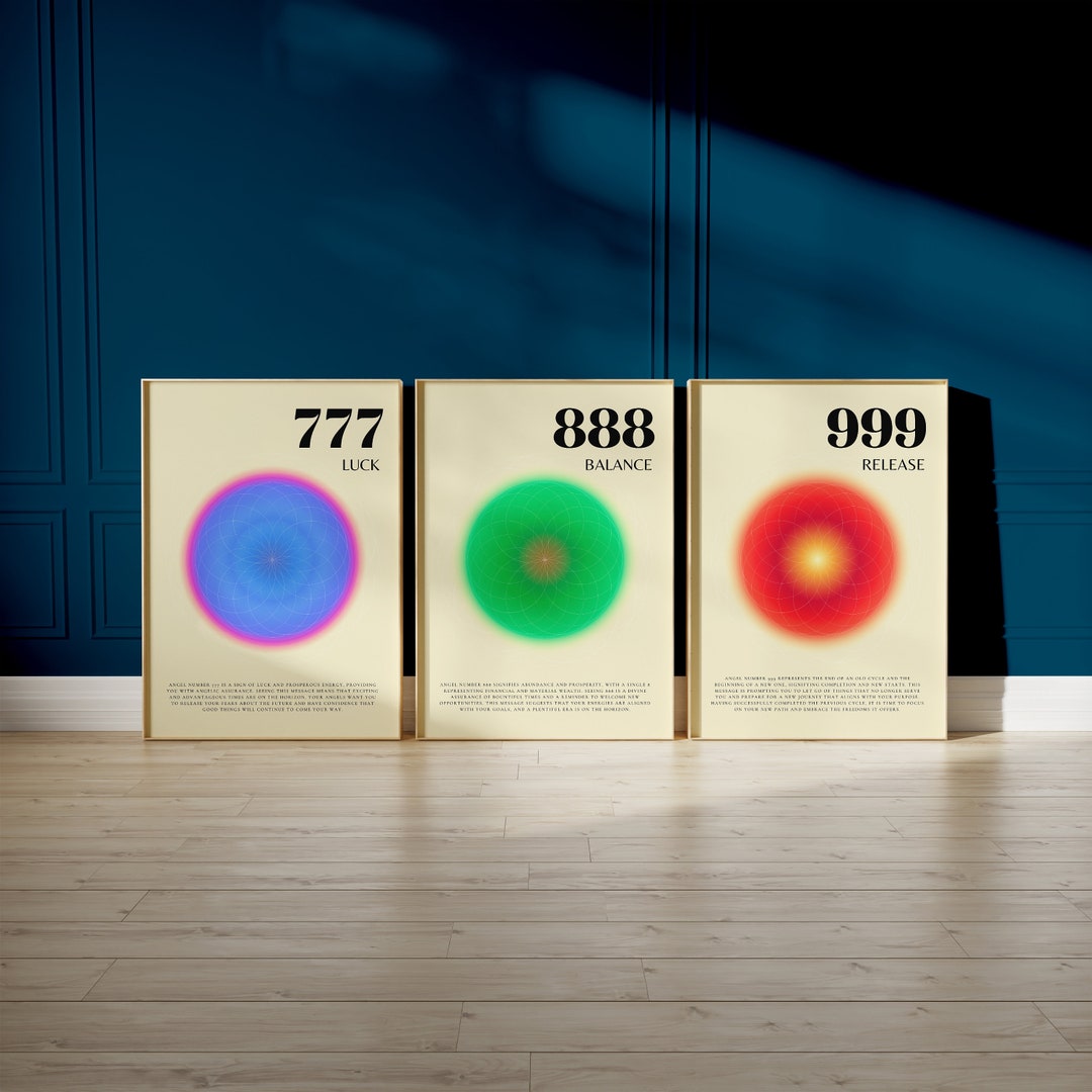 Set of 3 Angel Numbers Aura Poster Print (digital Print) | Home Wall ...