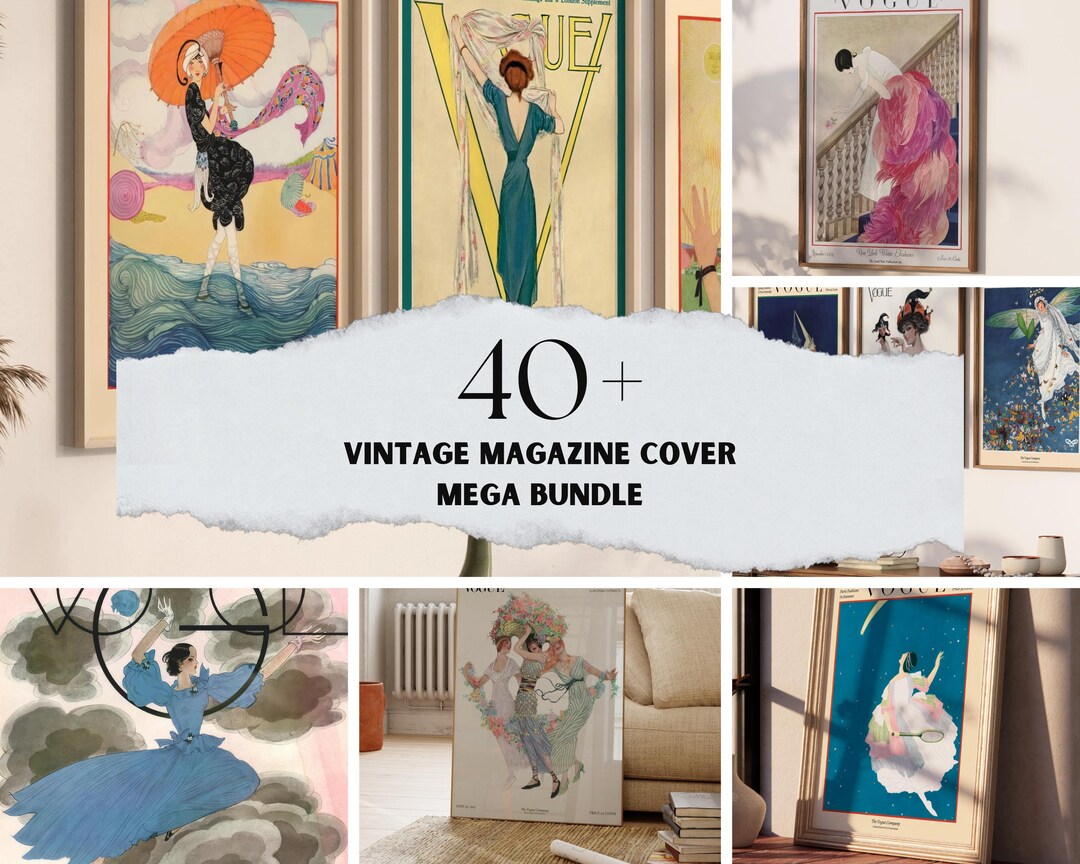 Vintage Magazine Cover BUNDLE Wall Print | Digital Poster Download ...