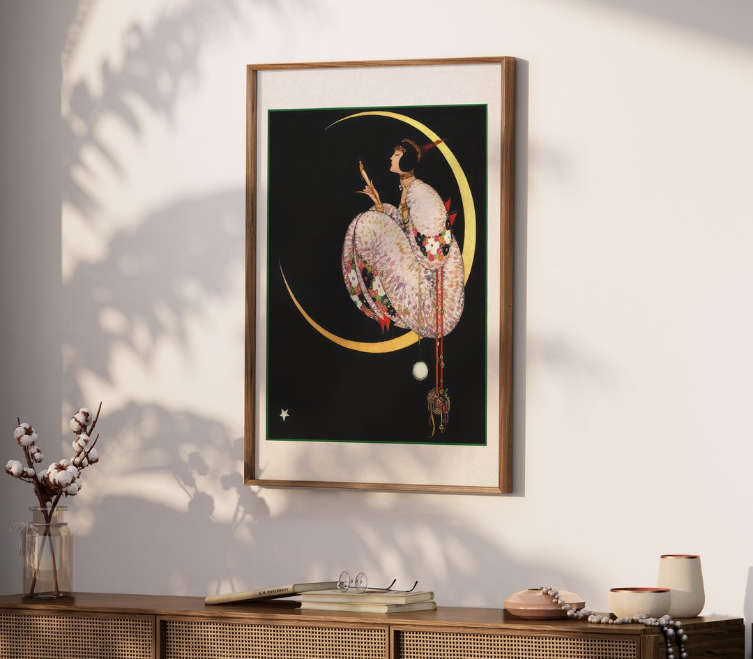 Woman on Moon Vintage Magazine Cover Wall Print | Digital Download ...