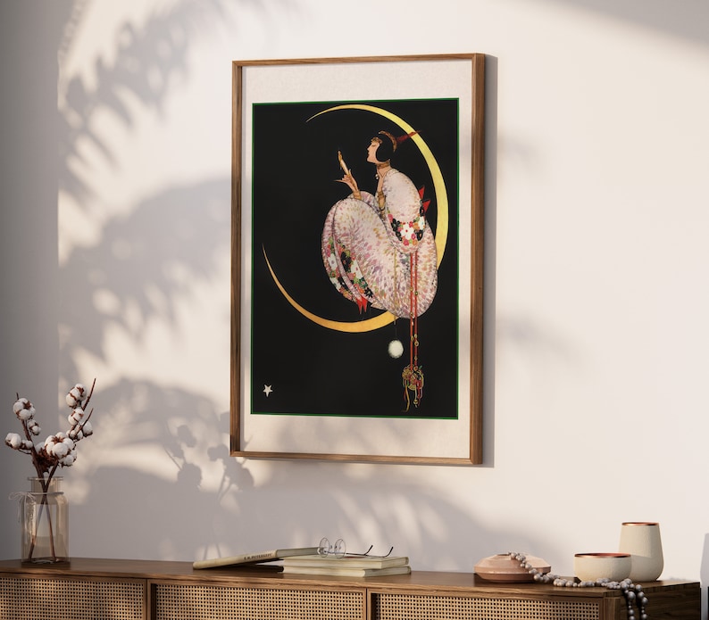 Woman on Moon Vintage Magazine Cover Wall Print | Digital Download ...