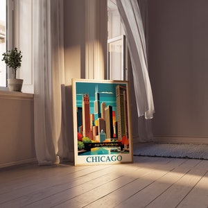 Retro Chicago Wall Art Print, Vintage Wall Art, Printable Wall Art ...