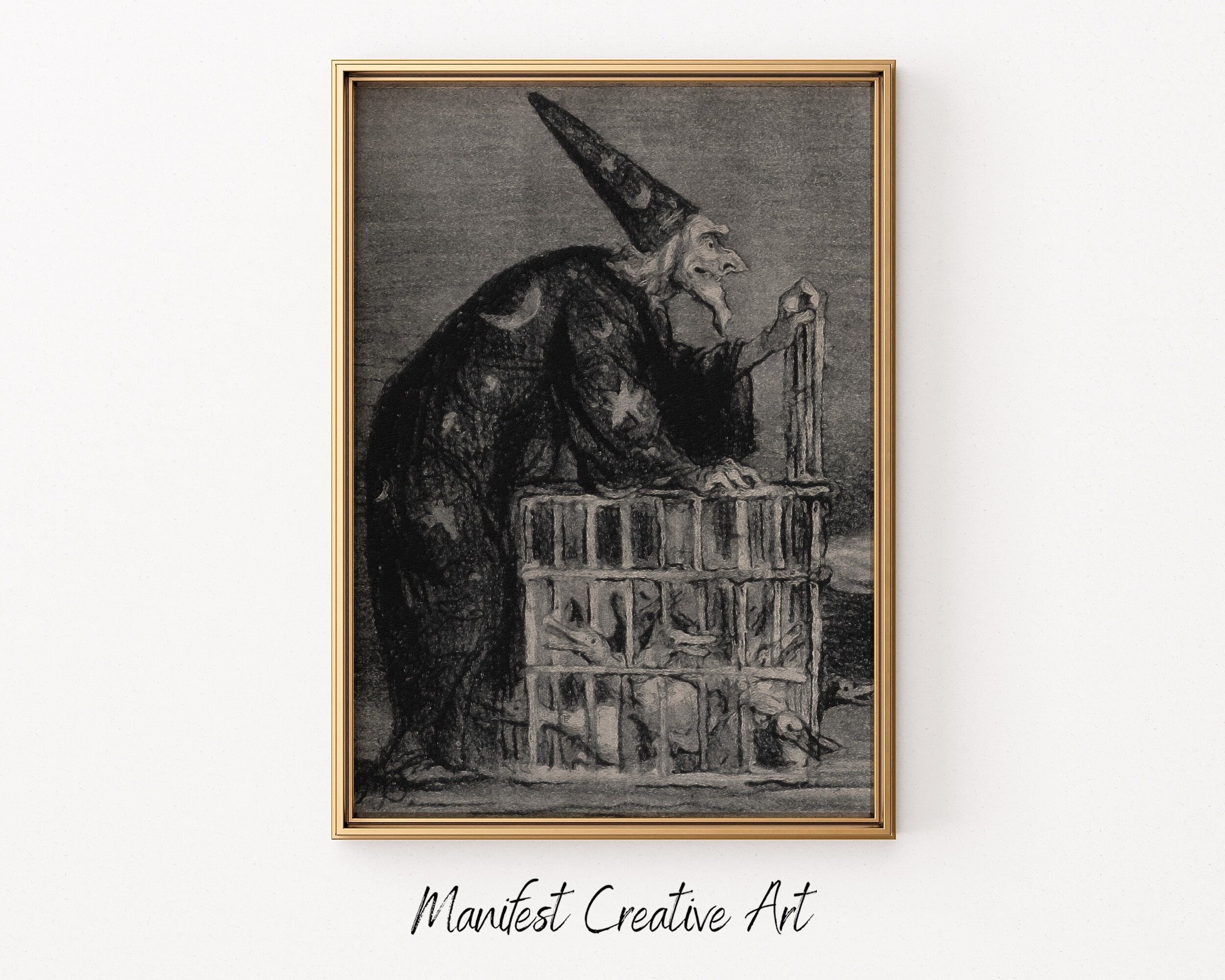 Witch With Cage Oil Painting PRINTABLE Wall Art Poster Print - Etsy