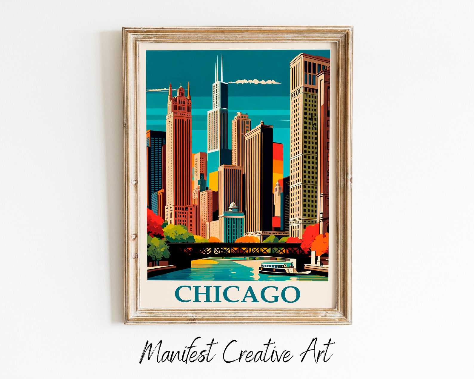 Retro Chicago Wall Art Print, Vintage Wall Art, Printable Wall Art ...