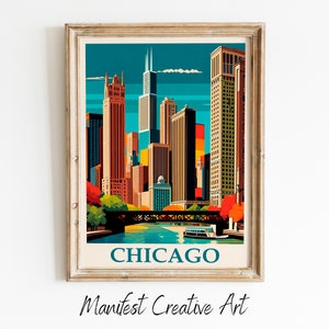 Retro Chicago Wall Art Print, Vintage Wall Art, Printable Wall Art ...