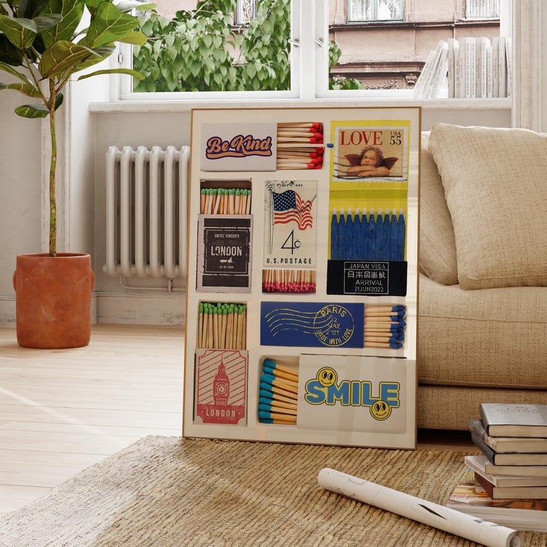 Vintage Matchbox Print, Retro Matchbox Poster, Trendy Matchbox Wall Art ...
