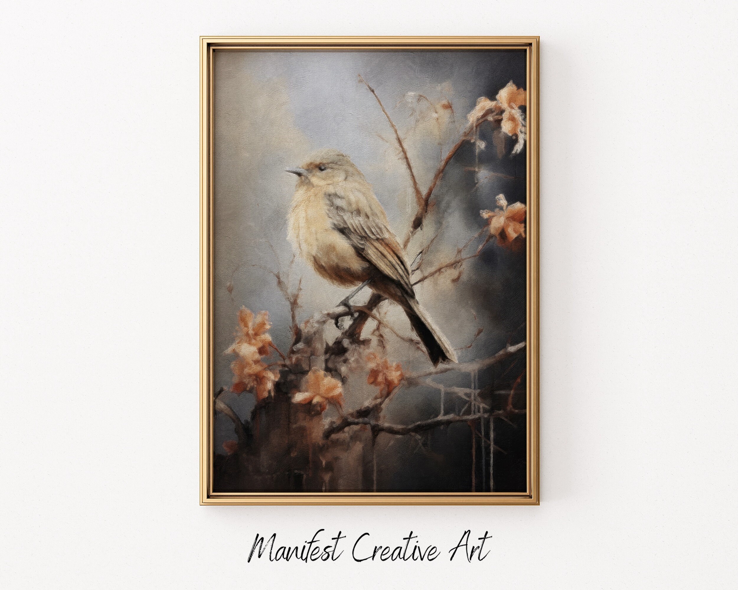 Bird Painting Rustic Fall Digital Wall Art Autumn Wall - Etsy