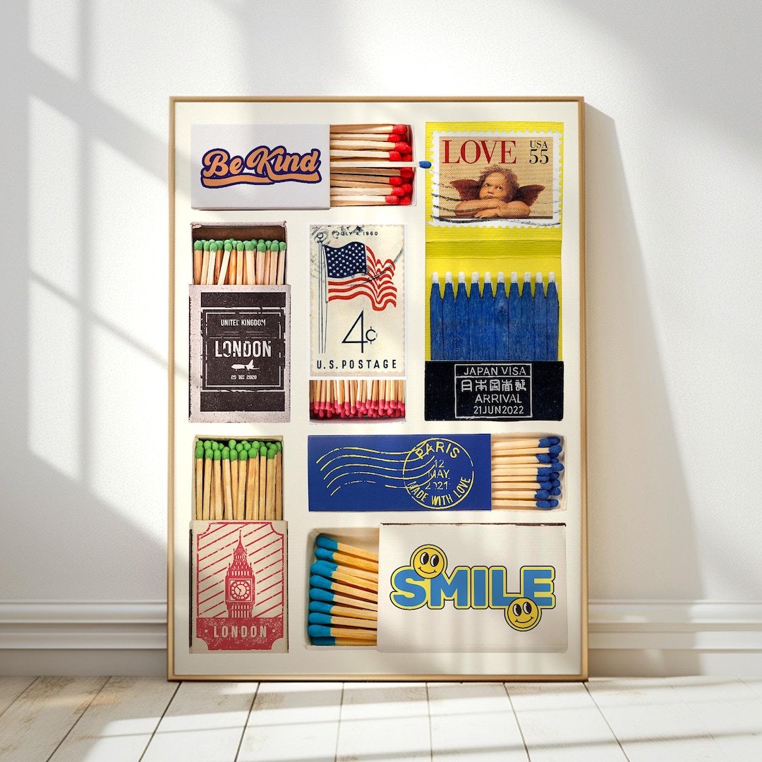 Vintage Matchbox Print, Retro Matchbox Poster, Trendy Matchbox Wall Art ...