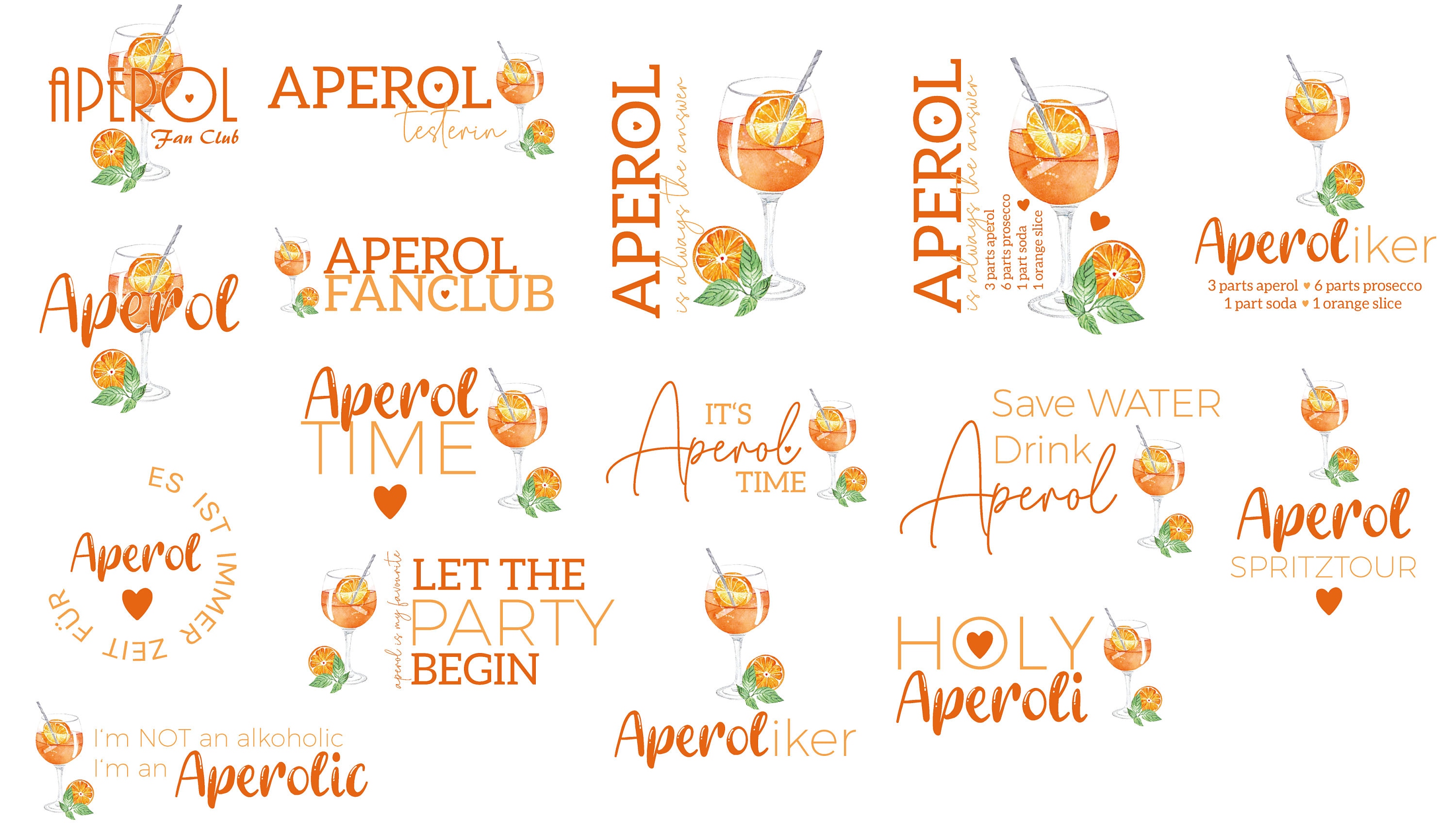 German Aperol PNG Bundle Digital Alcohol Cocktail JGA Bride Shirt and ...