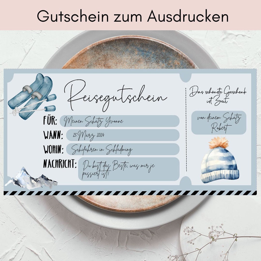 Voucher Gift Idea Digital Download Map Travel Vacation Printable ...