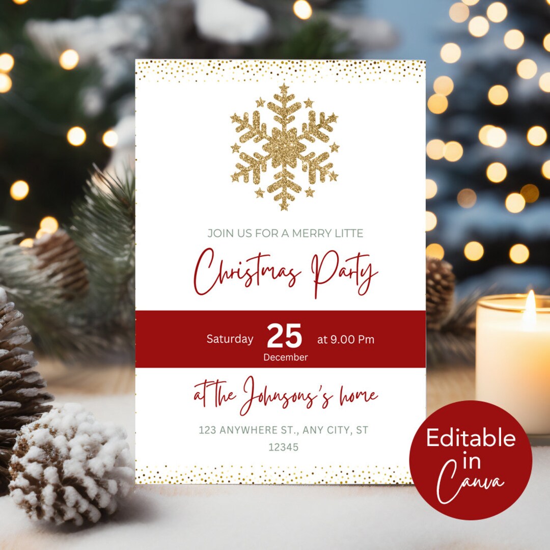 Christmas Card, Party, Template, Digital, Printable, Canva, Holiday ...