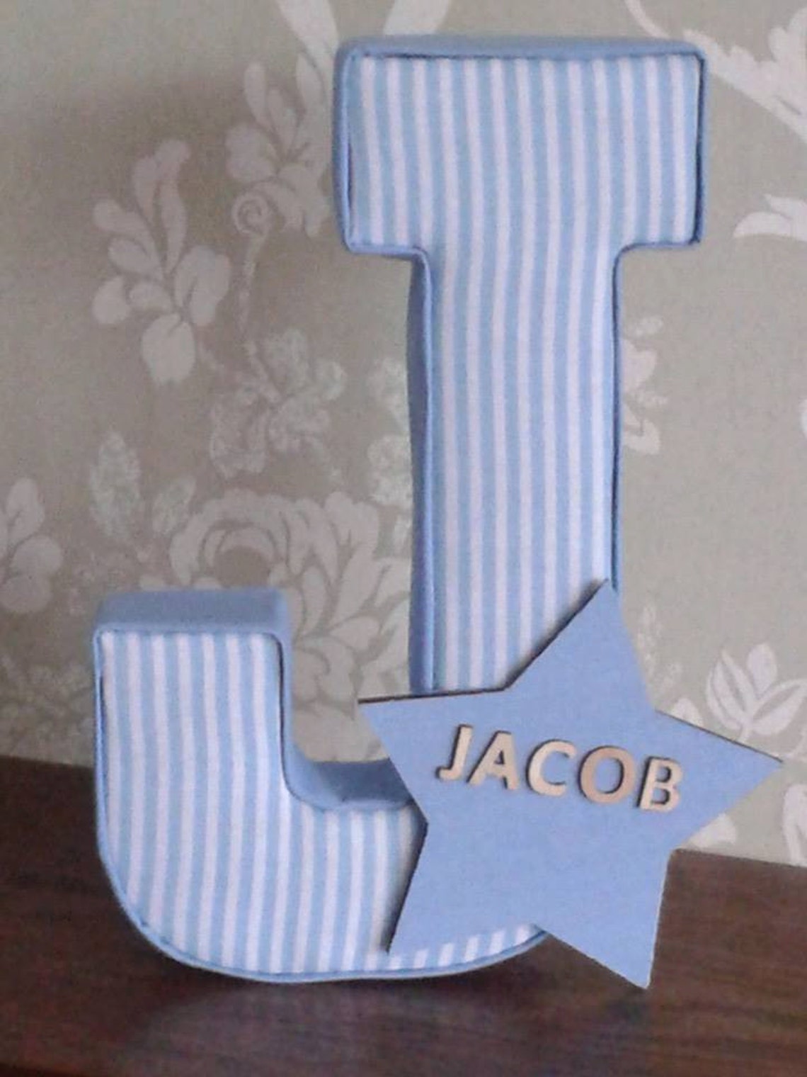 Boys Baby Blue Stripe Nursery/bedroom Fabric Letters, Home Decor ...