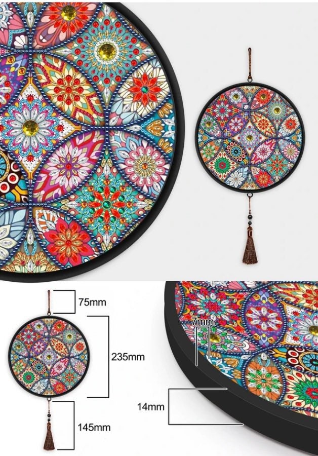 Framed Diamond Painting, Colourful Mosaic Diamond Art Wall Hanging ...