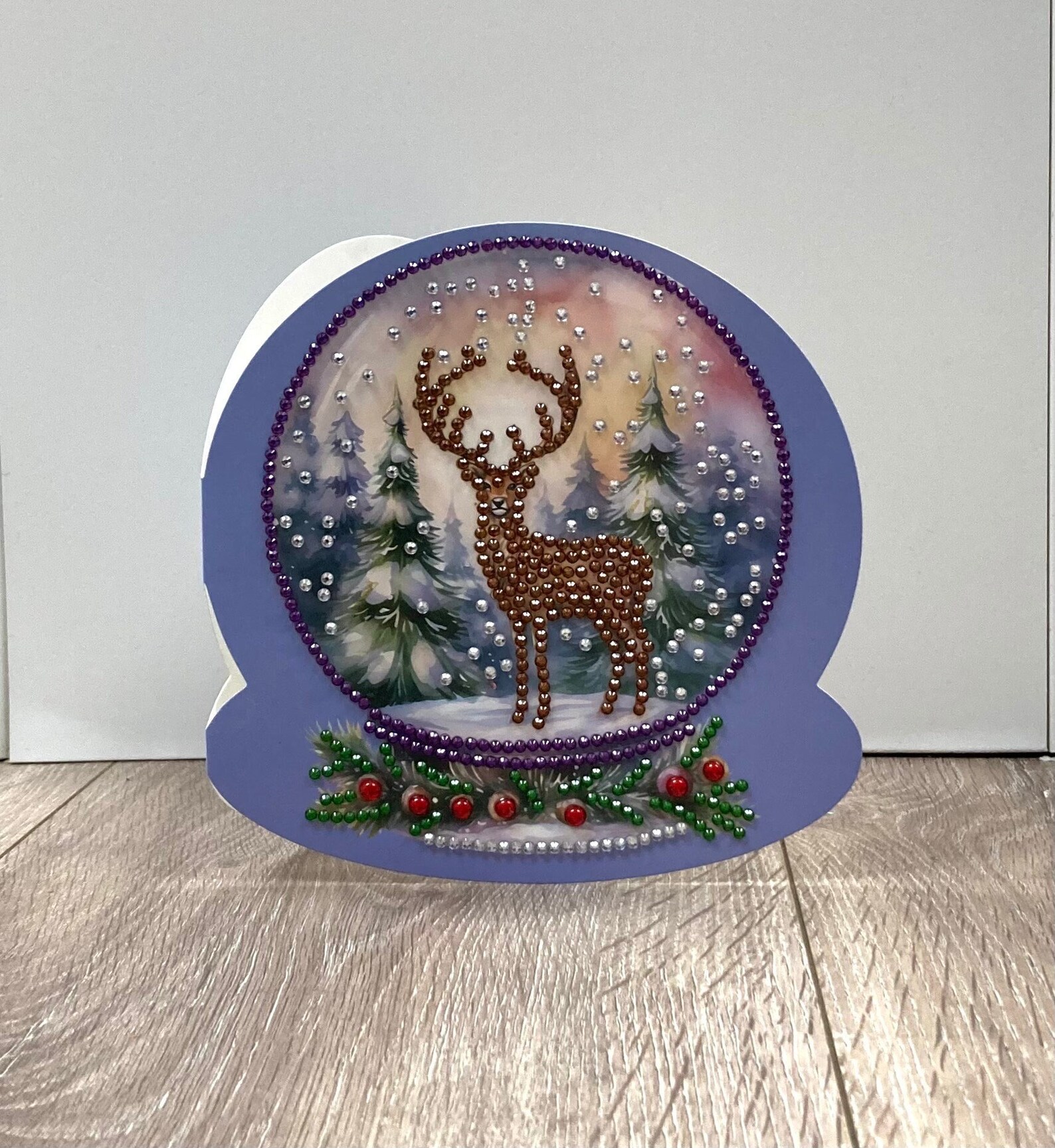Stag Snow Globe Christmas Card, Diamond Painting Christmas Card ...