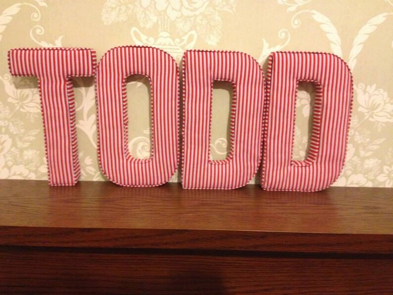 Red and White Striped Fabric Letters Personalised - Etsy