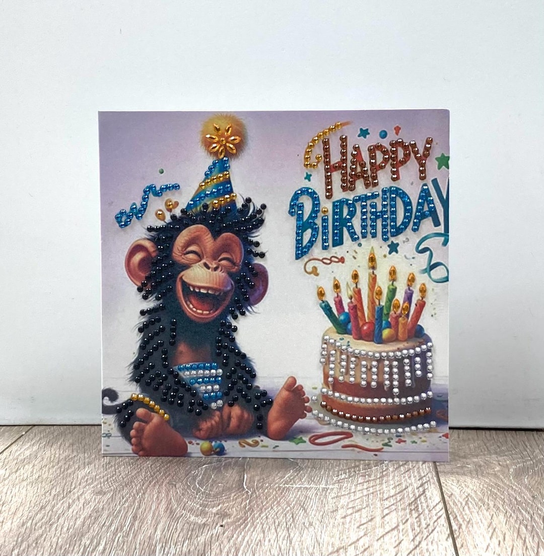 Monkey Birthday Card, Happy Birthday Card, Chimp Birthday Card ...