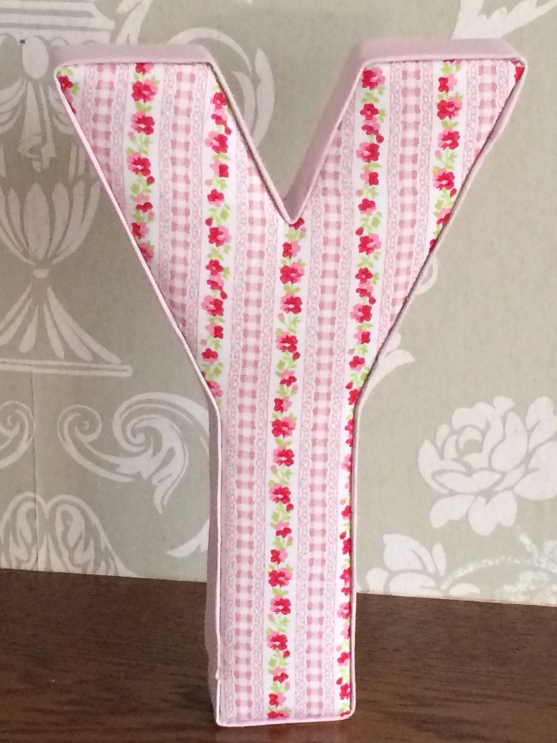 Pink Floral Gingham Stripe Girls Personalised Nursery/bedroom - Etsy