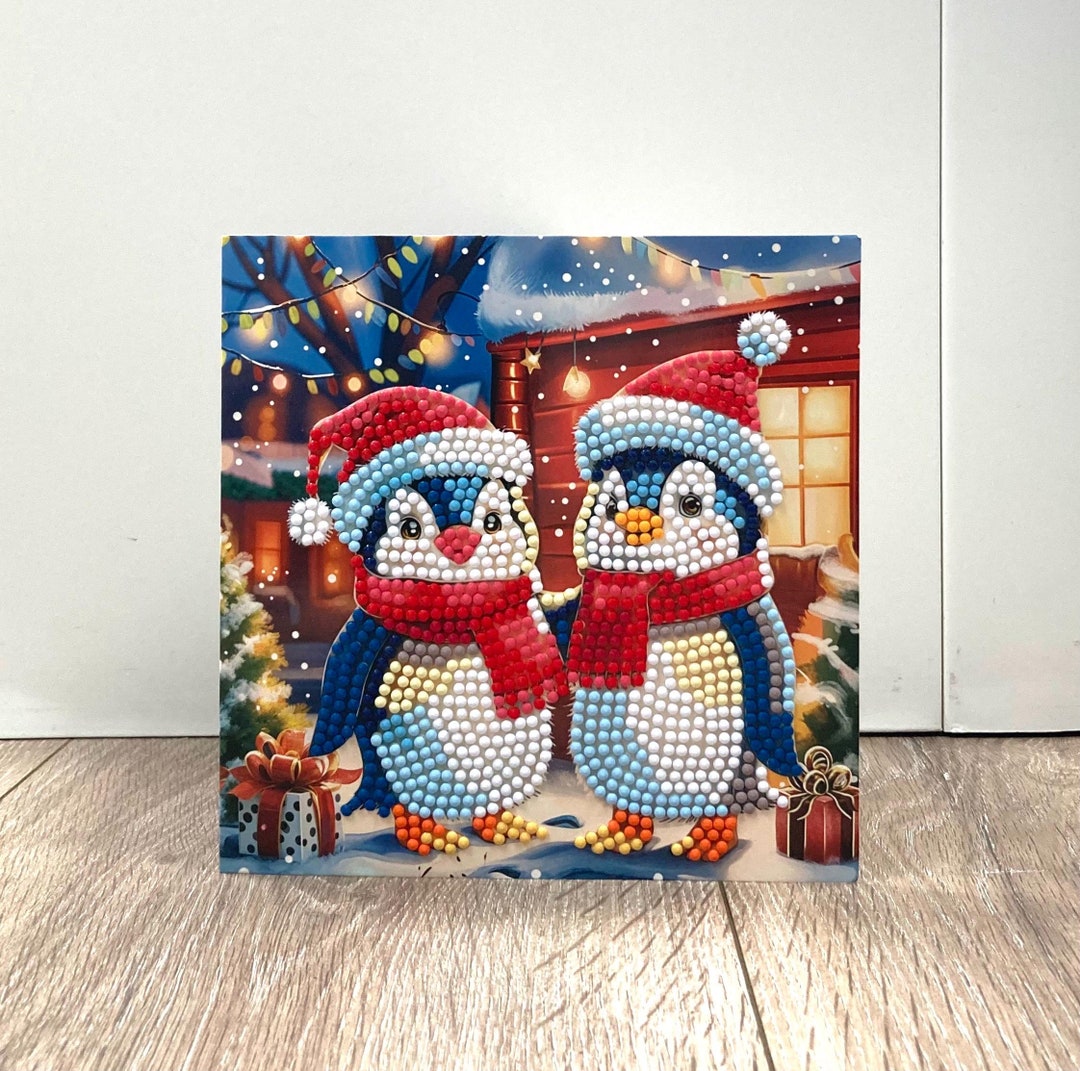 Cute Penguin Christmas Card, Holiday Card, Diamond Painting Card, Xmas ...