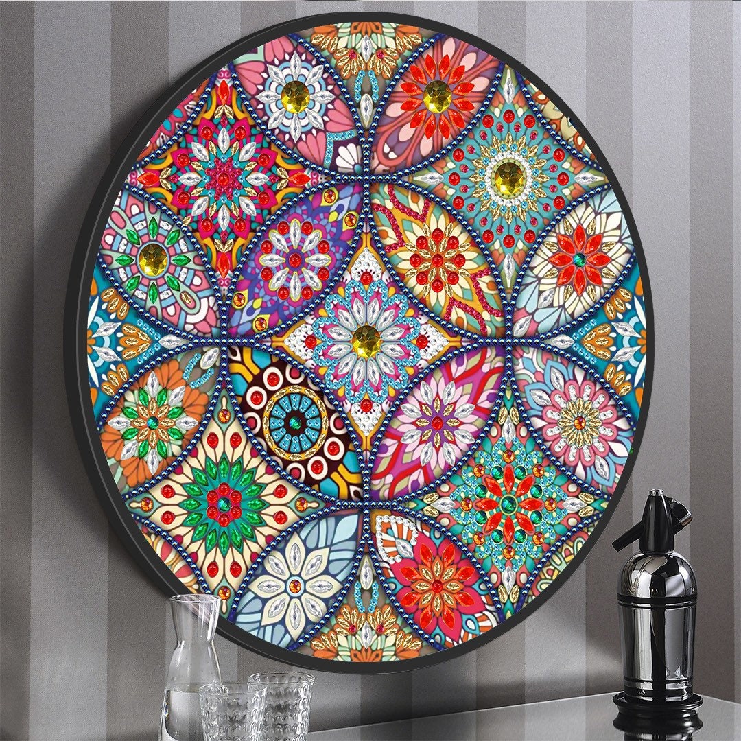 Framed Diamond Painting, Colourful Mosaic Diamond Art Wall Hanging ...