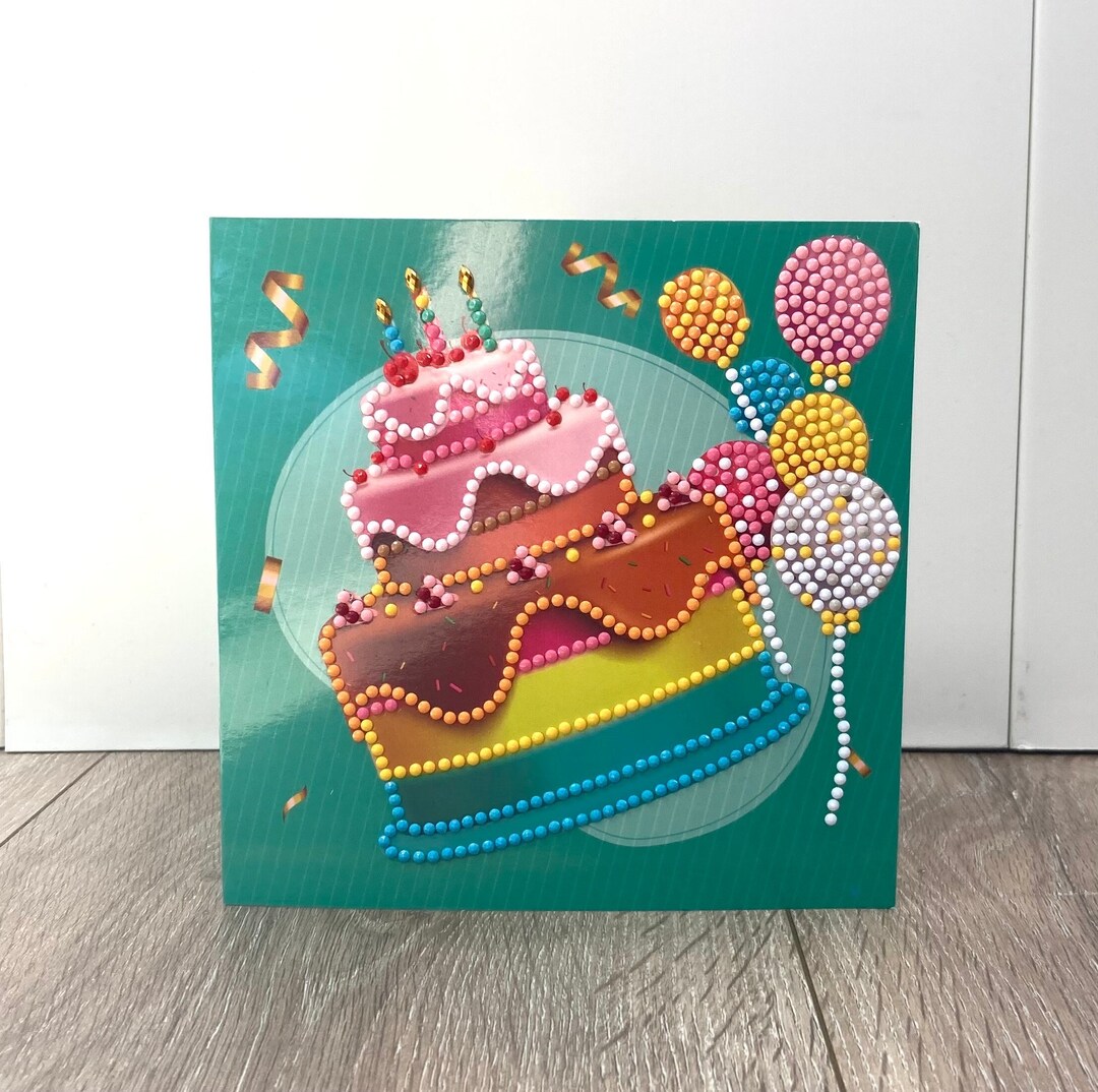 Happy Birthday Card, Diamond Painting Card, Birthday Cake Card Diamond ...