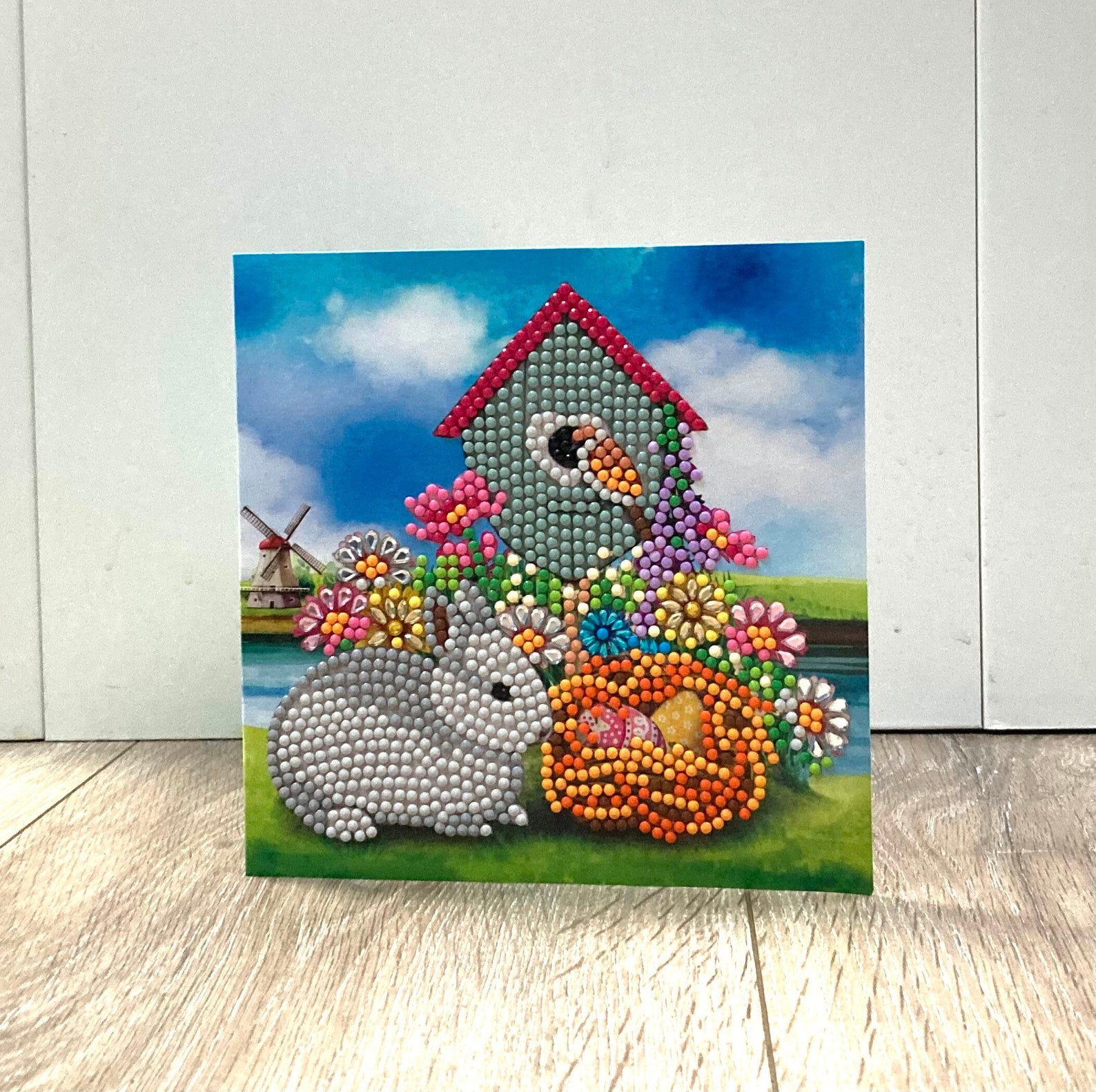 Mosaic Easter Card, Easter Greetings Card, Completed Diamond Art Card ...
