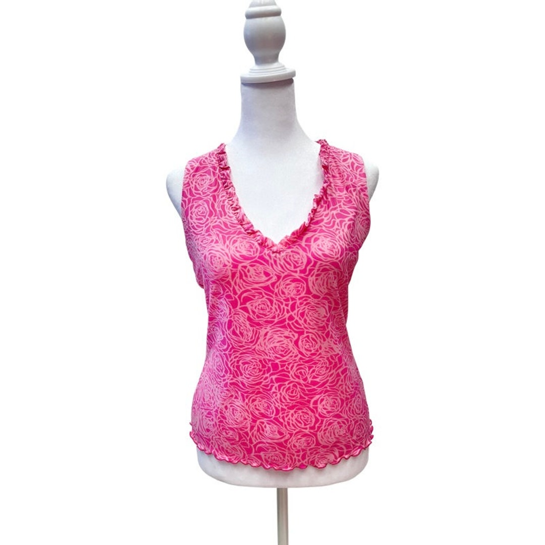 Vintage Pink Rose Mesh Top - Etsy