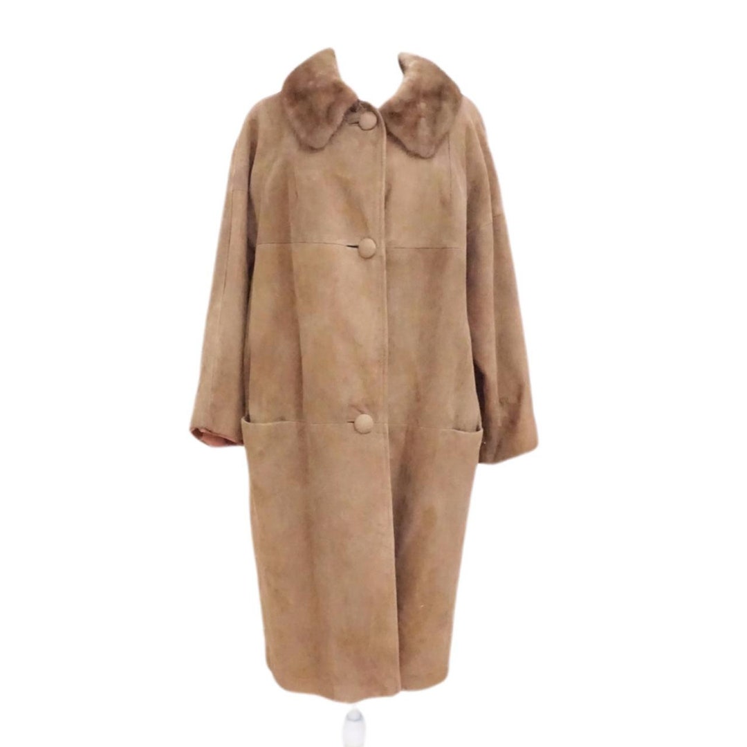 Vintage Tan Suede Leather Overcoat - Etsy
