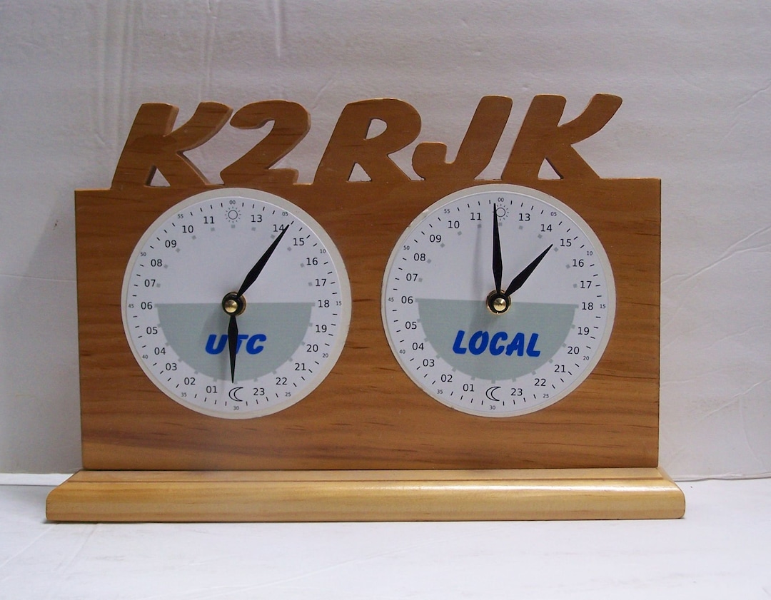 Dual 24 Hour Desk Clock, UTC Clock, Sun & Moon Dial - Etsy