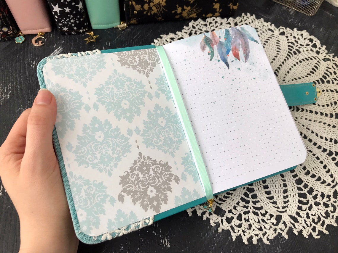 Bright faux leather journal with lock and key for girl | Etsy