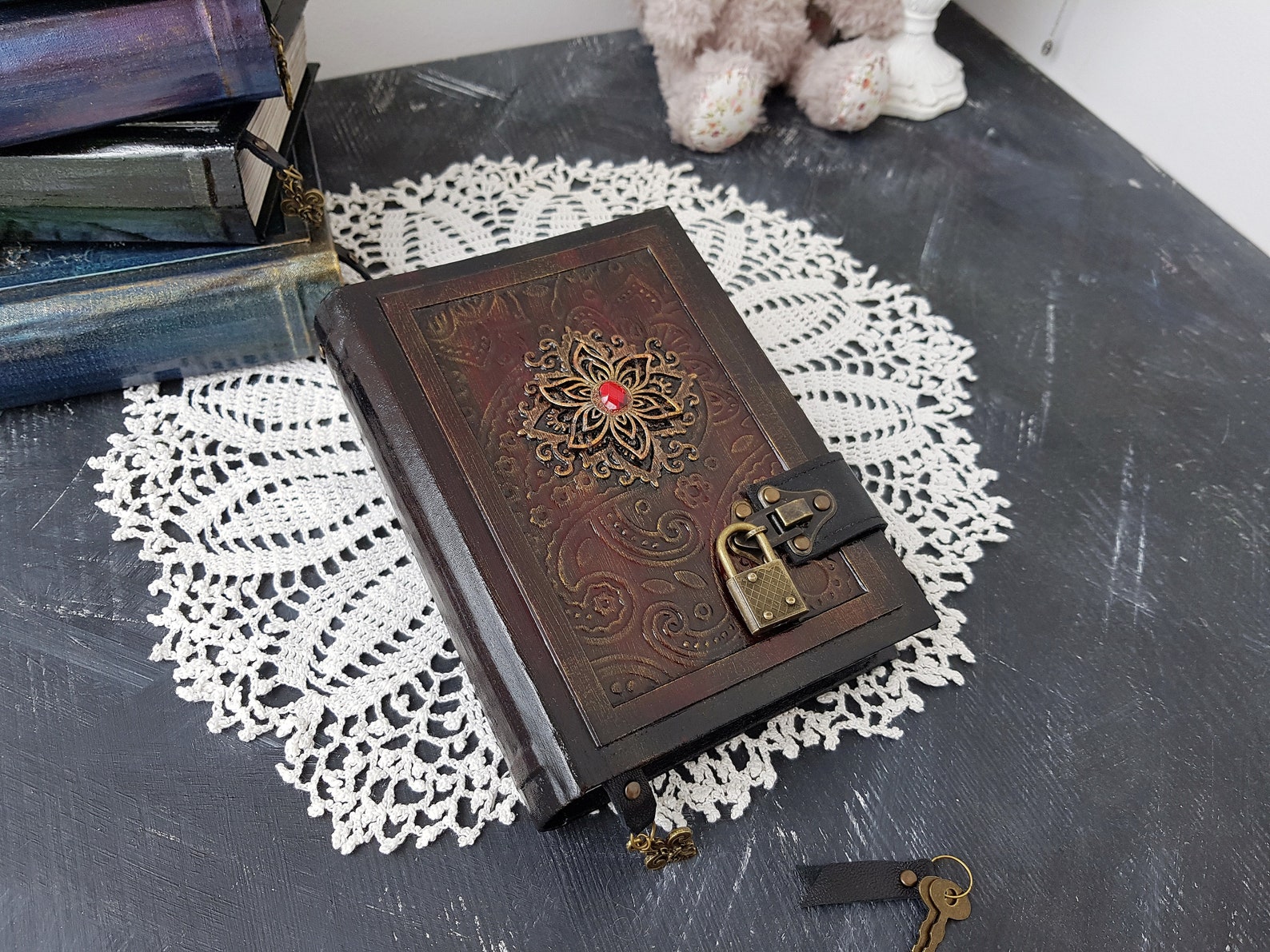 Fantasy journal with lock and key Gothic journal gift | Etsy