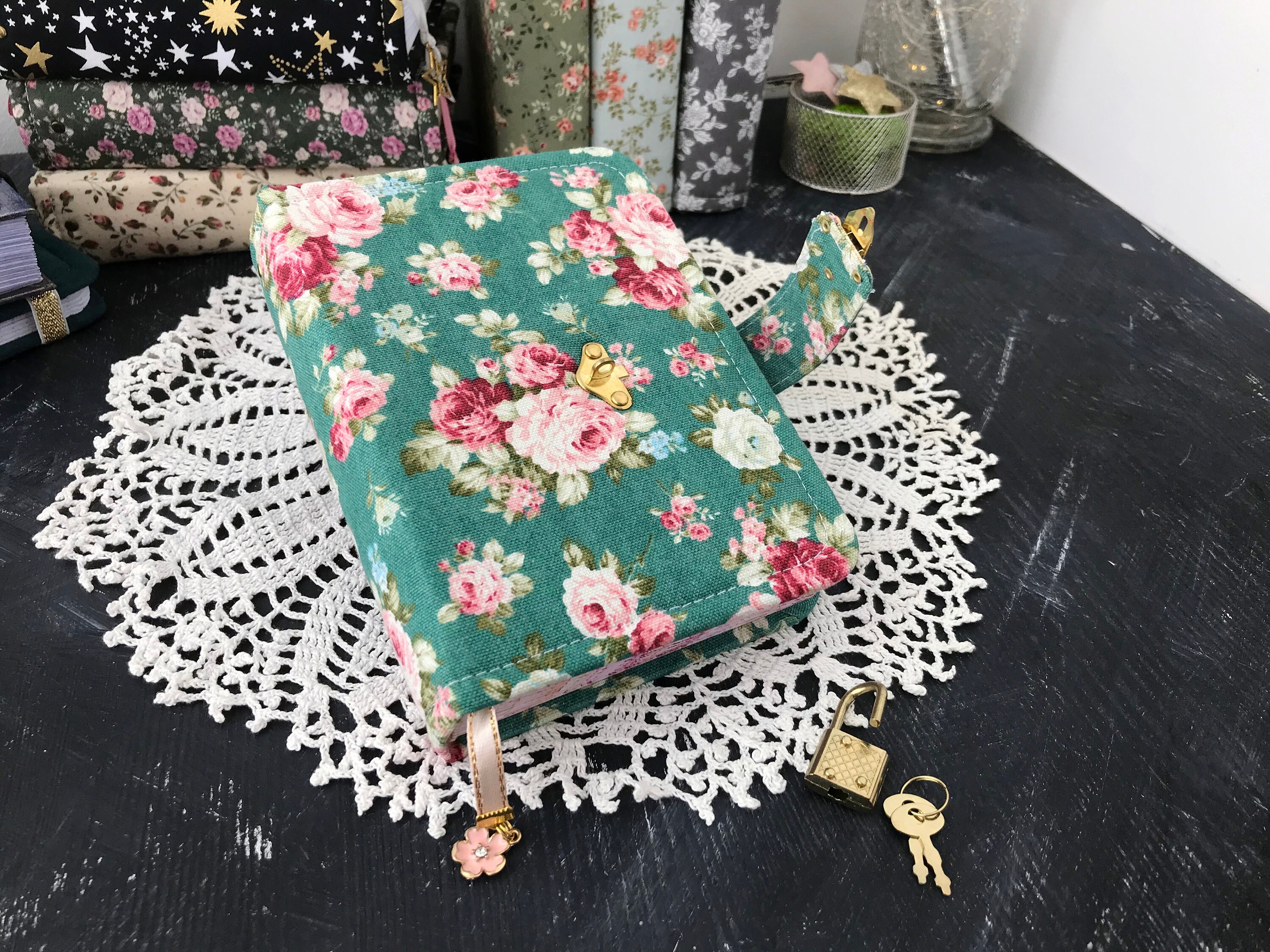 Vintage style floral diary with lock and key | Etsy
