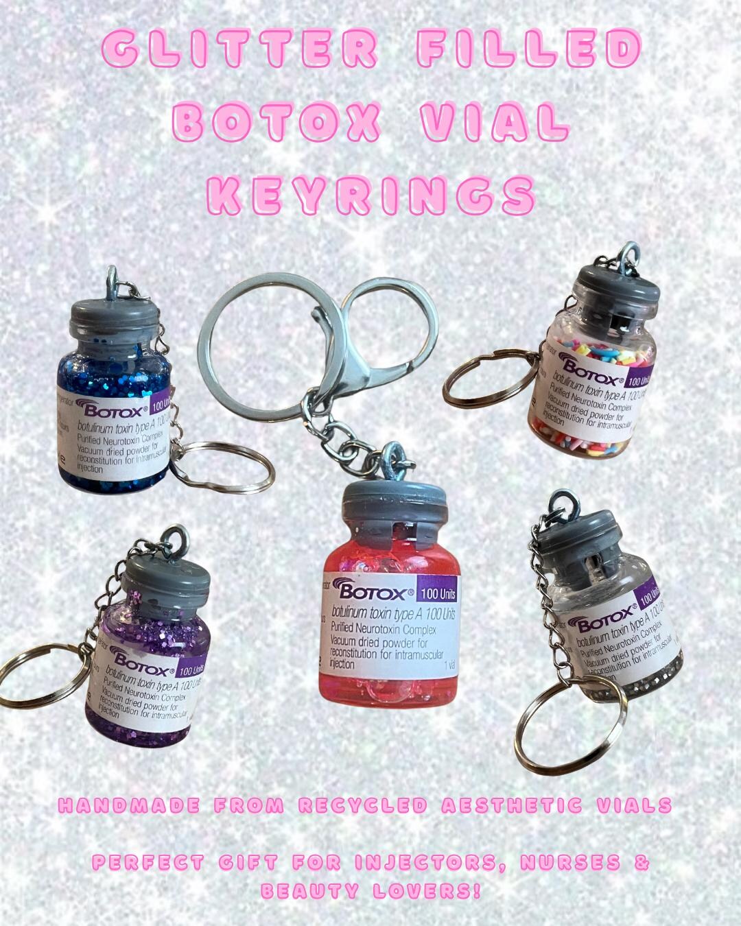 Glitter Vial Keychain | Recycled Aesthetic Injector Gift - Etsy