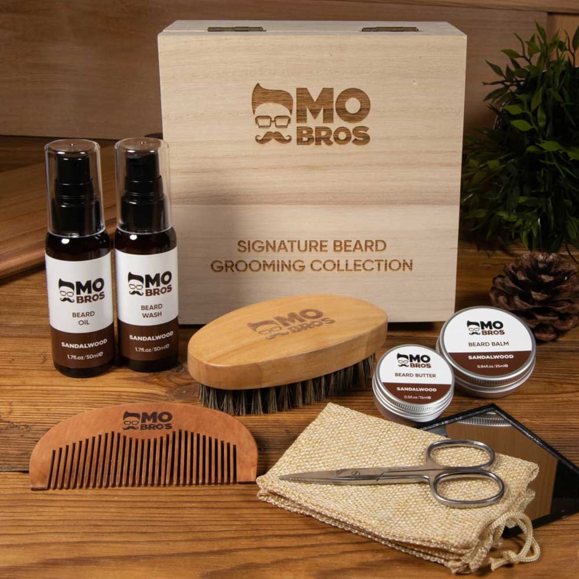 Mo Bro's Wooden Signature Beard Grooming & Care Gift Kit | Etsy