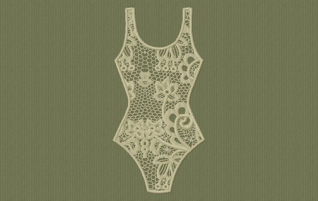 Embroidery Design of a Lace Bodysuit for Embroidery Machine in 4x4 and ...
