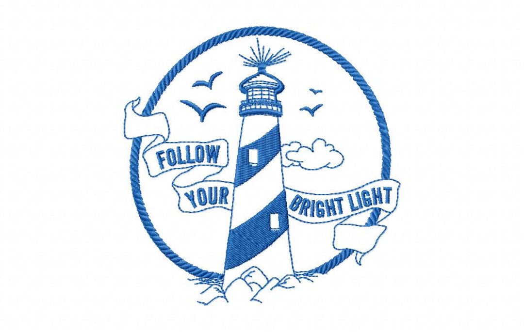 Embroidery Design of a Blue Lighthouse for Embroidery Machine, 4x4 and ...