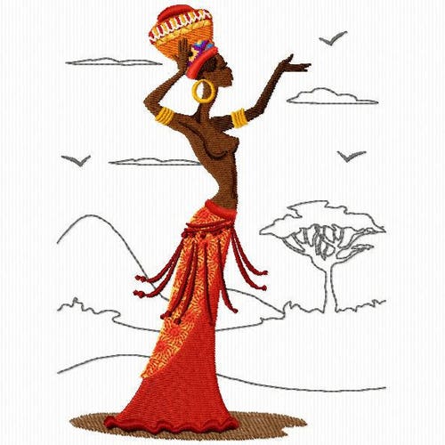 African Woman Machine Embroidery Design - Etsy