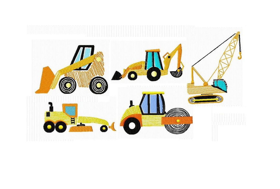 5 Construction Vehicle Embroidery Designs for 4x4 Format Embroidery ...