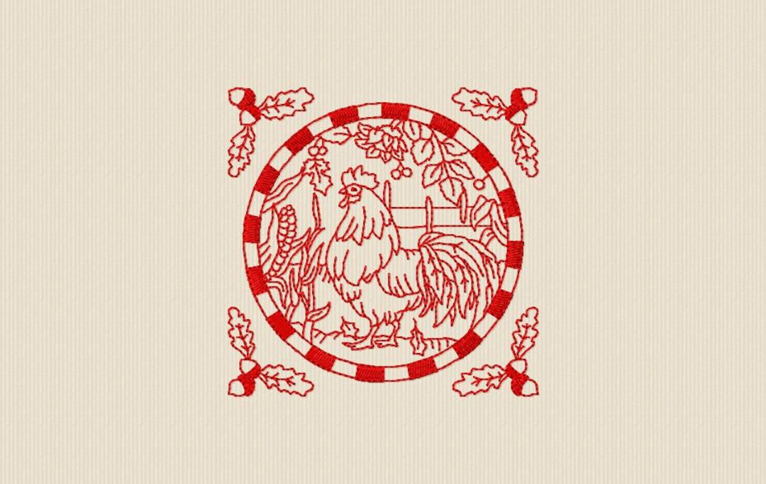 10 Redwork Machine Embroidery on the Theme of the Farm 4x4 Format - Etsy