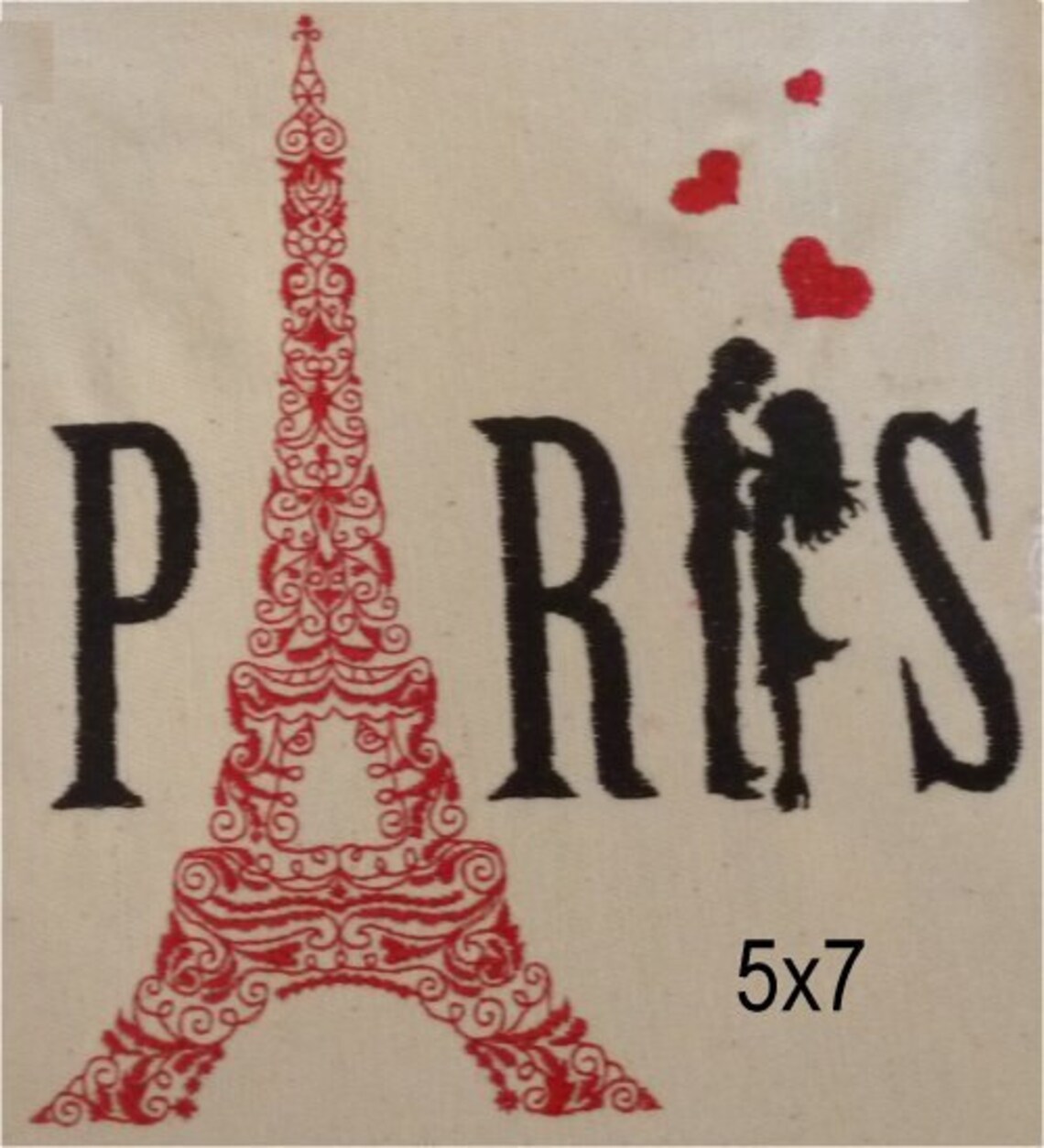 Embroidery of Paris With Its Eiffel Tower and Its Lovers 4x4 and 5x7 ...