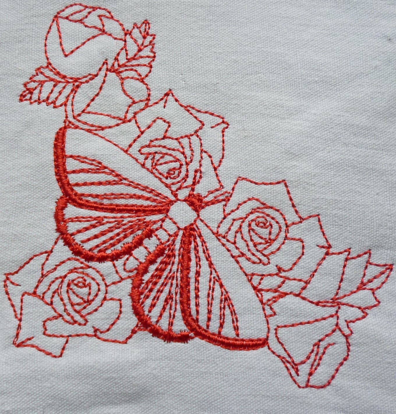 10 Redwork Embroidery Designs on the Theme of "butterflies and Flowers ...