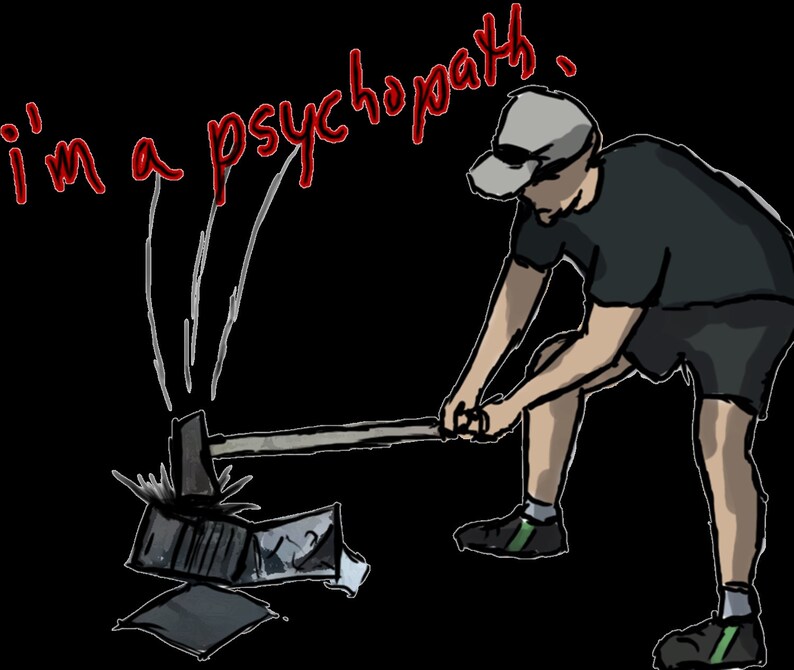 PSYCHO DAD AXES Laptop W/i'm a Psychopath Tattoo | Etsy