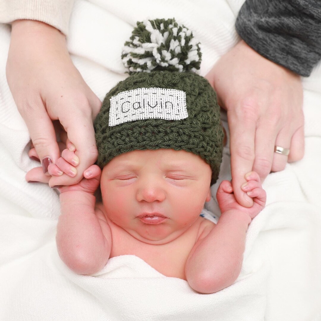 Monogrammed Newborn Baby Hat, 43 Colors, Personalized NICU Gift - Etsy