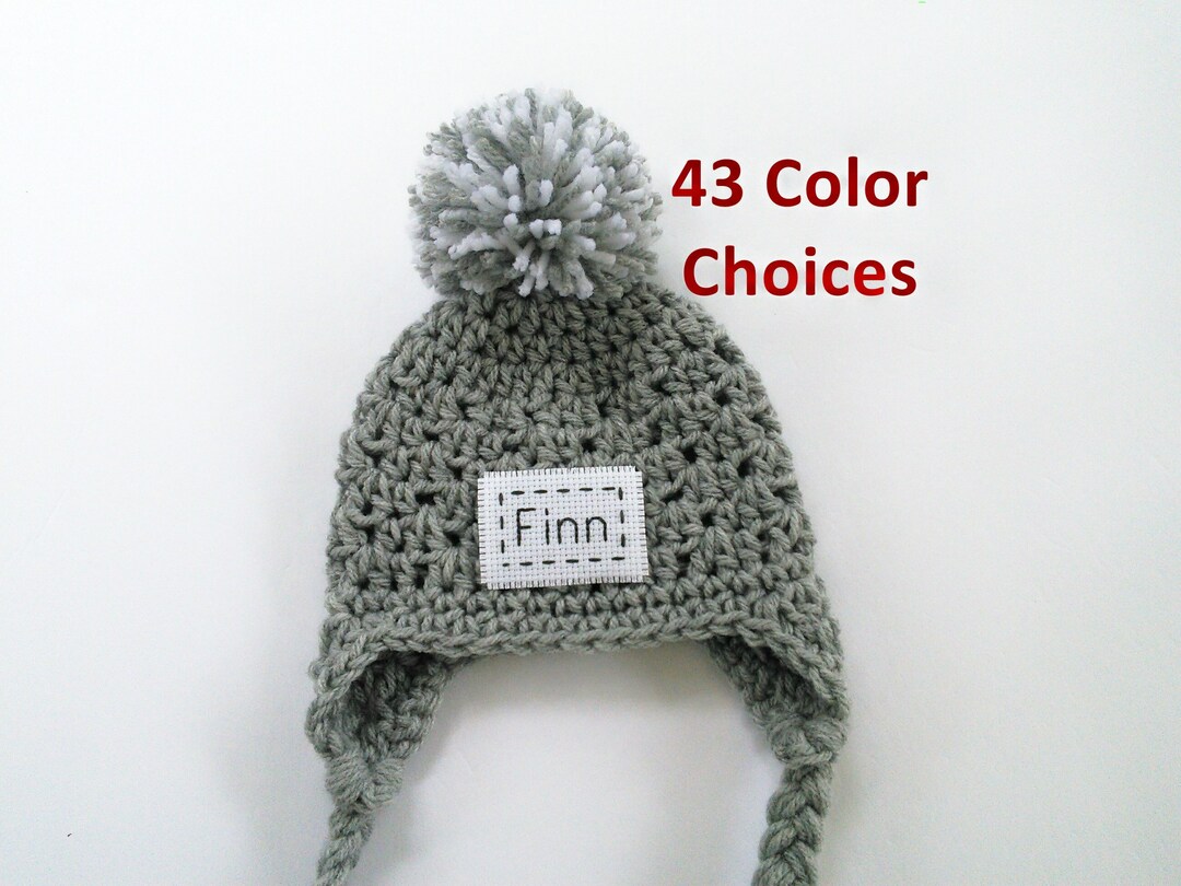 Monogrammed Baby Boy Winter Hat, Baby Boy Ear Flap Hat, Personalized ...