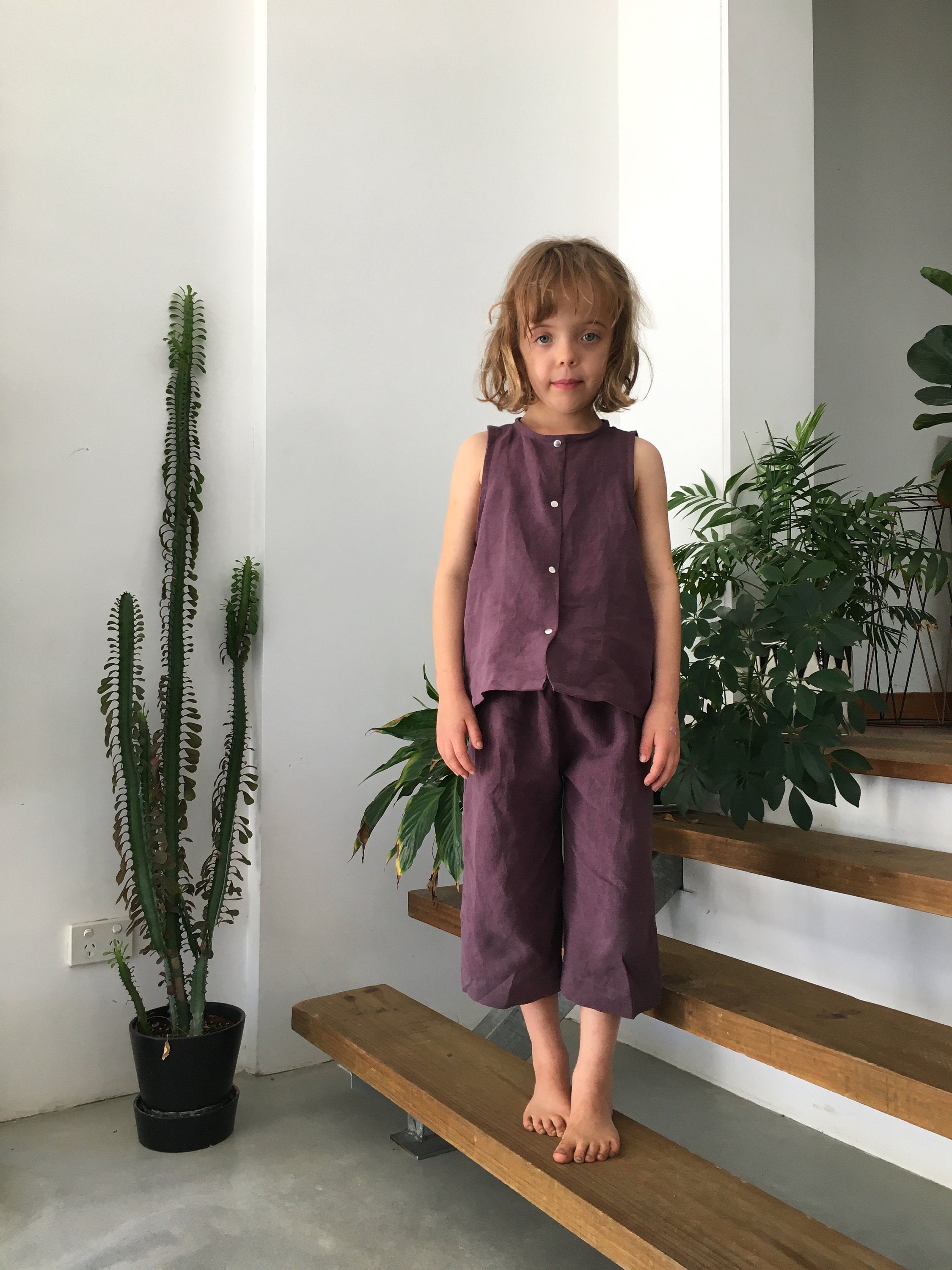 Kids Linen Culottes With Pockets Kids Linen Pants Baby Linen - Etsy
