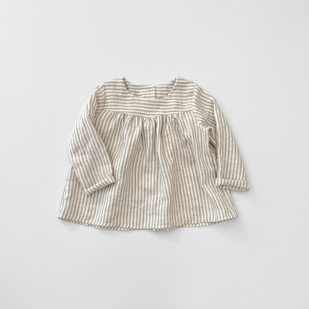 Girls Linen Blouse, Baby Girl Linen Top, Long Sleeve Linen Shirt, Baby ...