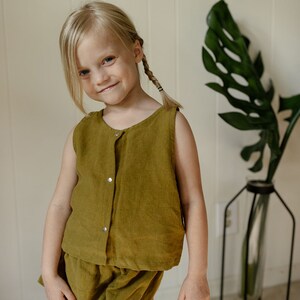 Kids Linen Clothing Set, Kids Linen Singlet Linen Shorts Set, Linen ...