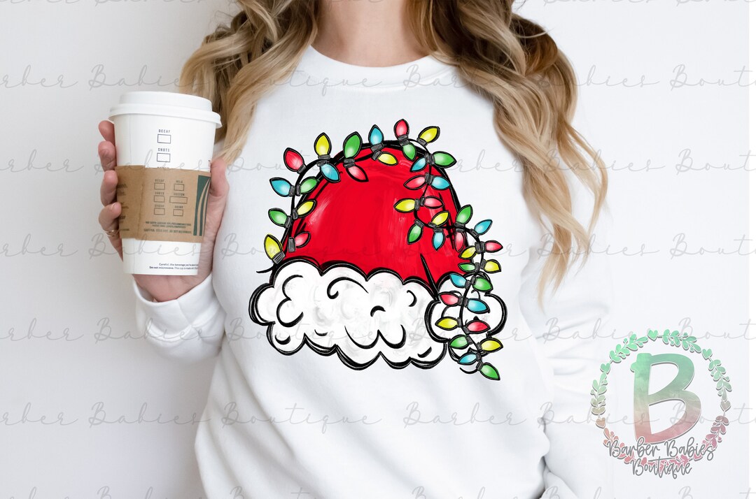 Ready to Press Sublimation Transfer Santa Hat With Christmas Lights ...
