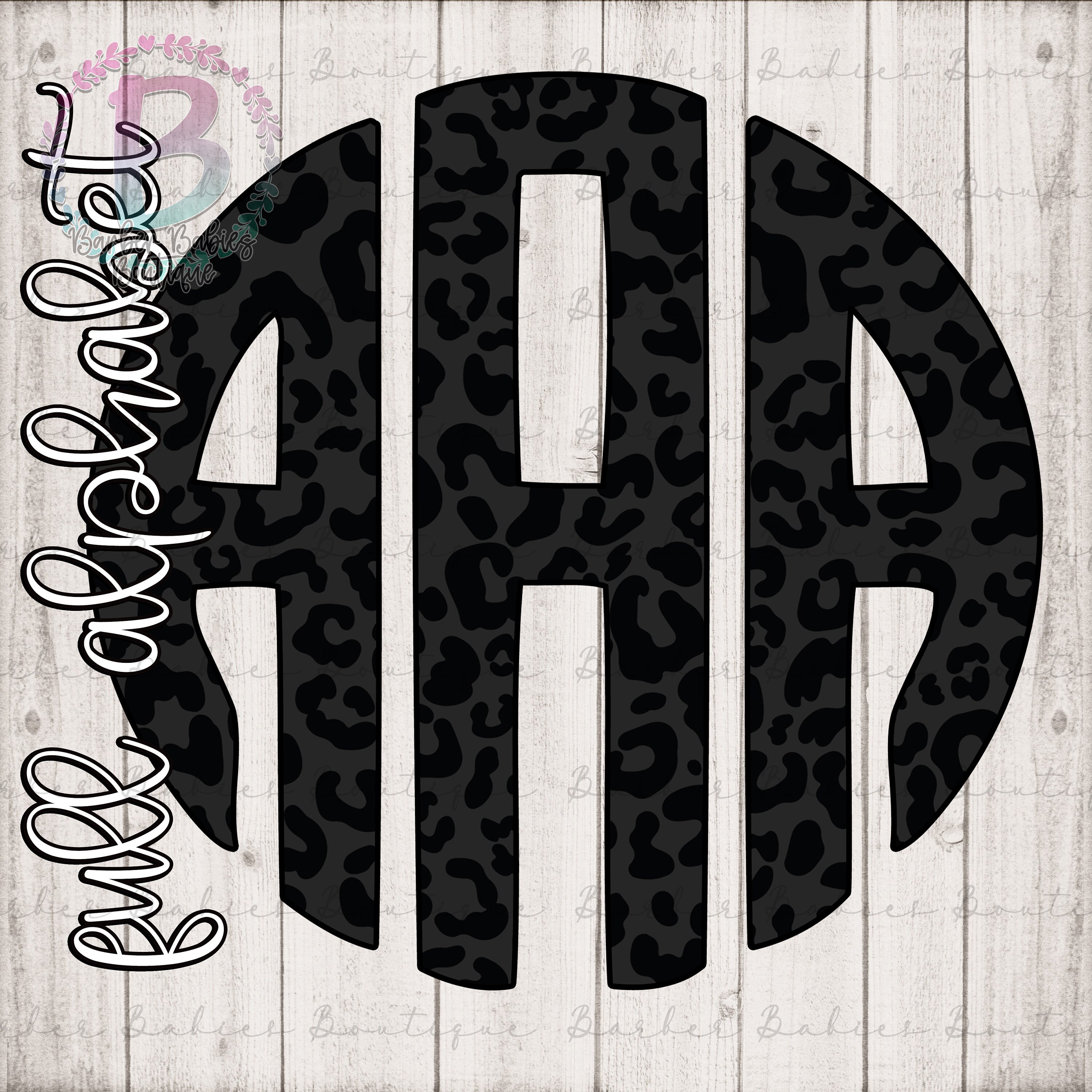 Full Alpha Set Circle Monogram Charcoal With Cheetah - Etsy